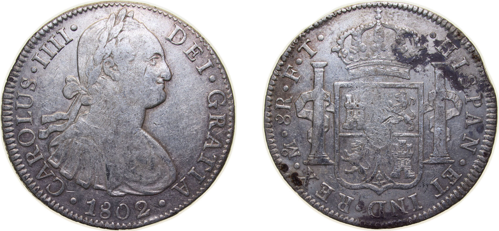 1802 Mo FT Mexico City Mi Mexico Spanish colony 1802 Mo FT 8 Reales ...