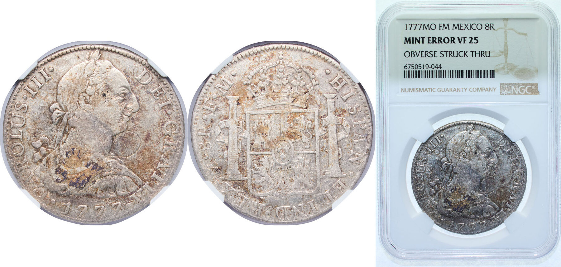 1777 FM Mexico City Mint Mexico 1777 FM 8 Reales - Carlos III Silver (.903) Mexico City Mint 27 ...