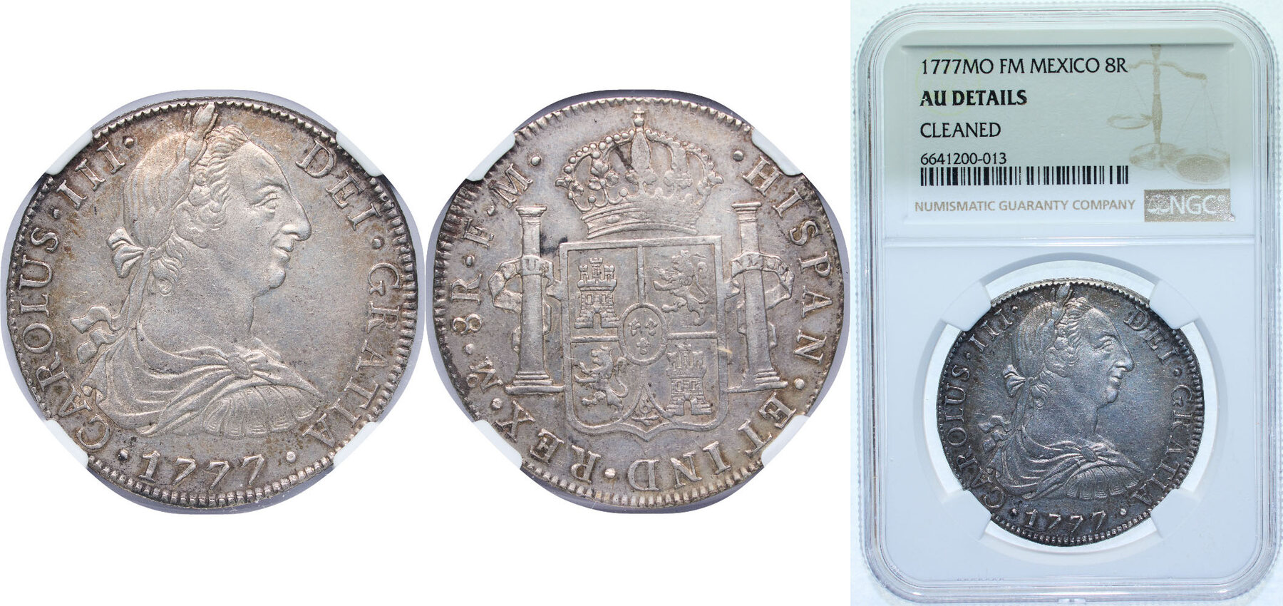 1777 FM Mexico City Mint Mexico 1777 FM 8 Reales - Carlos III Silver (.903) Mexico City Mint 27 ...