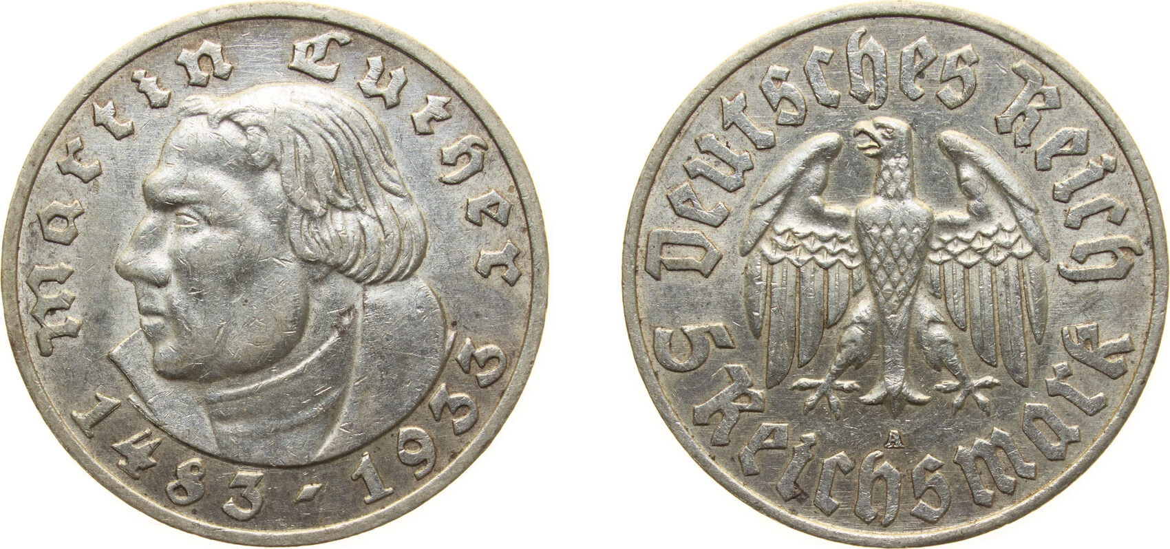 1933 A Berlin Mint Germany Germany - 1871-1948 Weimar Republic 1933 A 5 ...