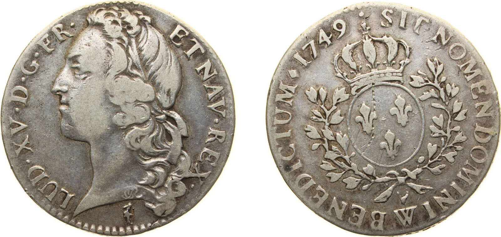 60 Sols 1749 W Lille Mint France Kingdom 1749 W ½ Écu - Louis XV Silver ...