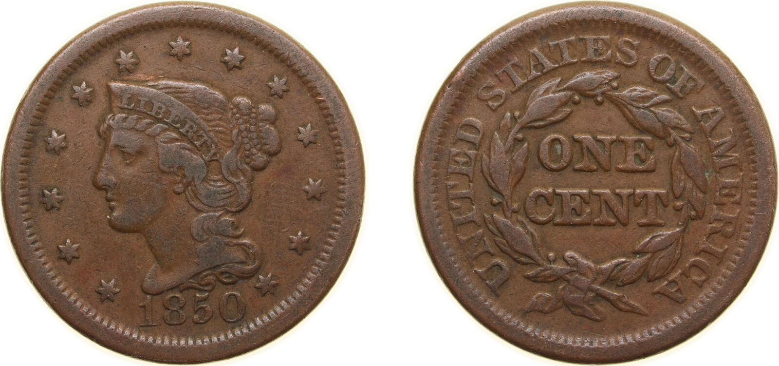 1850 Philadelphia Mint United States Federal republic 1850 1 Cent ...