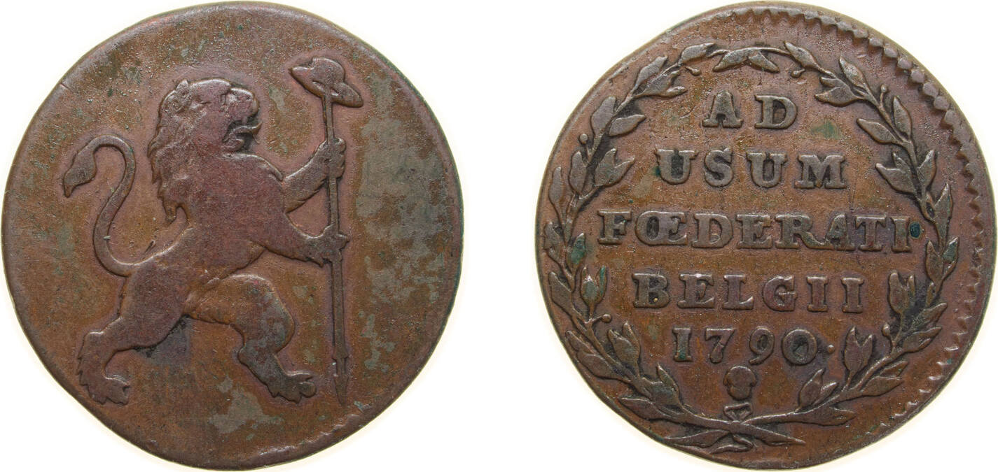1790 Brussels Mint Belgium United Belgian States 1790 2 Liards / 2 ...