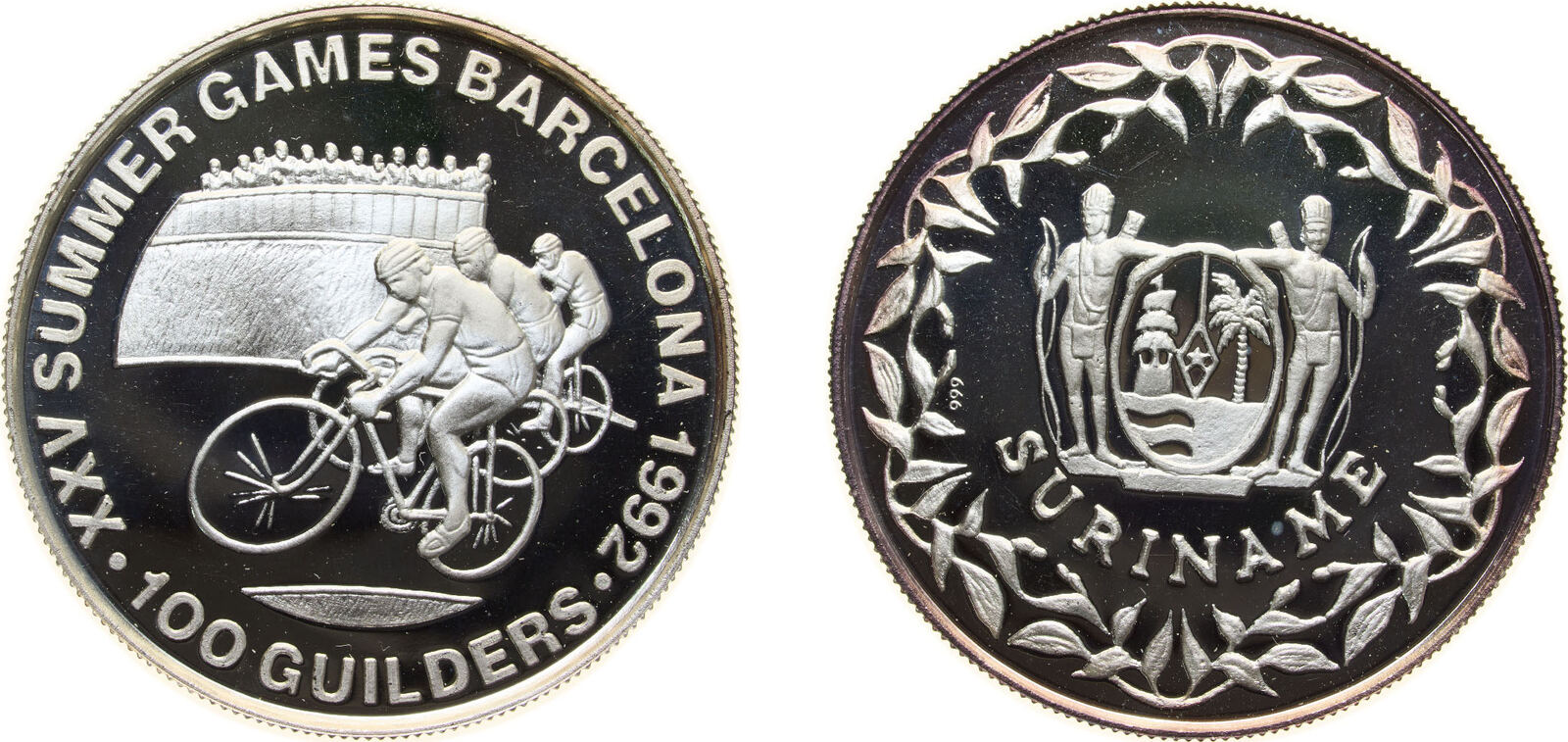 1992 Nova Mint Suriname Republic 1992 100 Guilders (Olympic Games 1992 ...