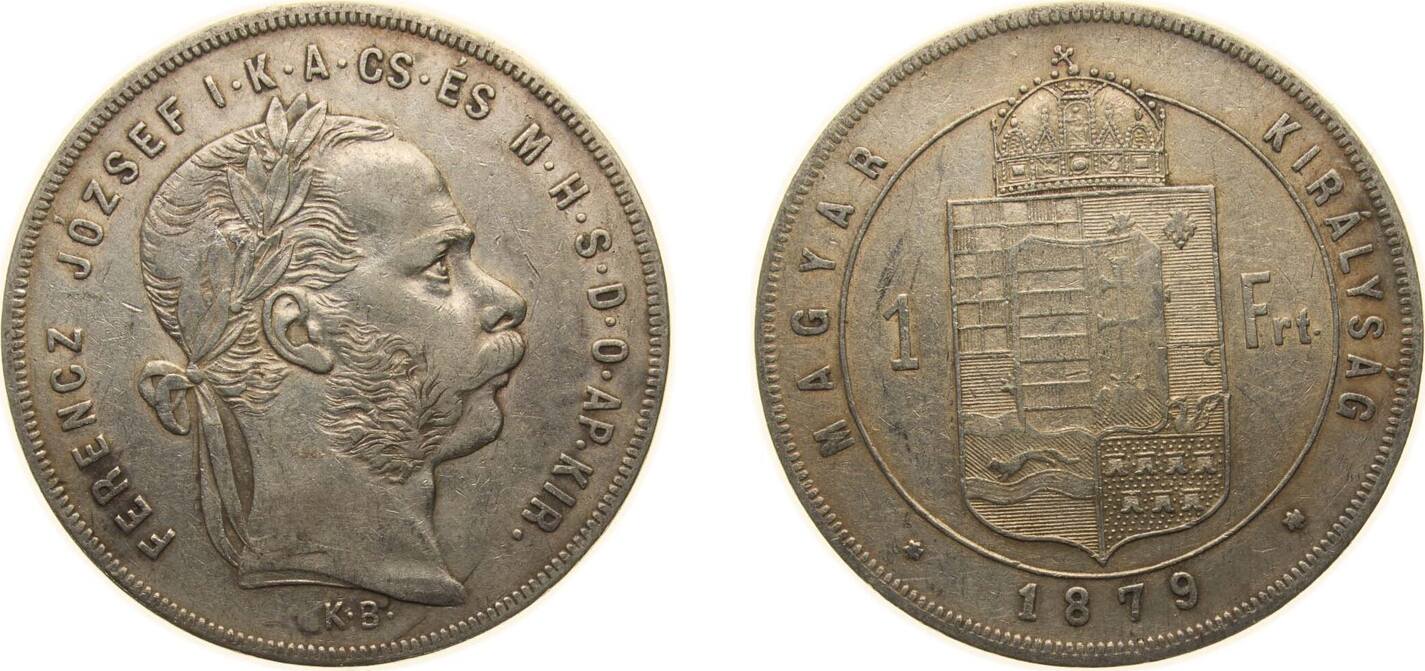 1879 KB Kremnica Mint Hungary Austro-Hungarian Empire 1879 KB 1 Forint - Francis Joseph I Silver ...