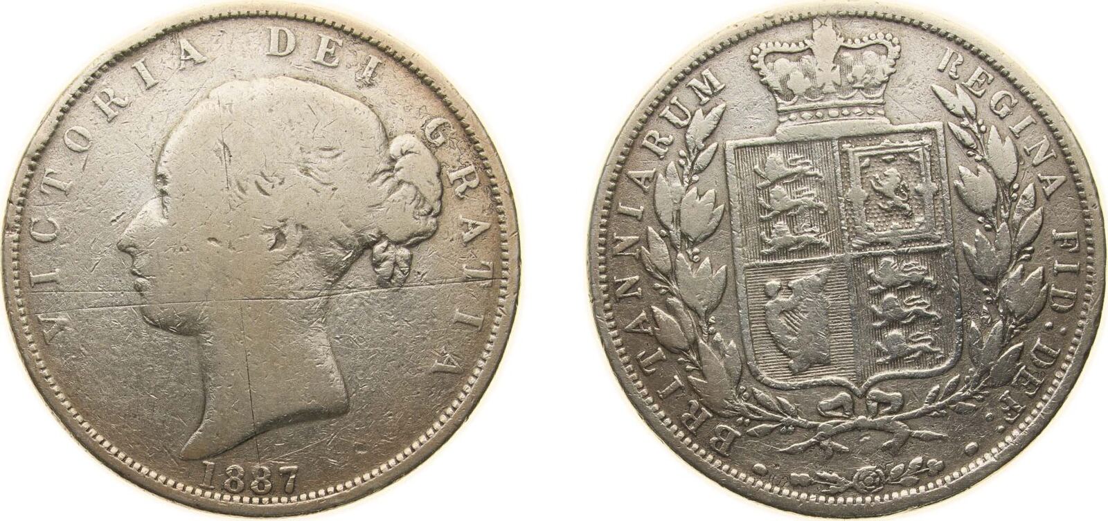 Great Britain United Kingdom 1887 ½ Crown - Victoria (1st portrait; 2nd ...