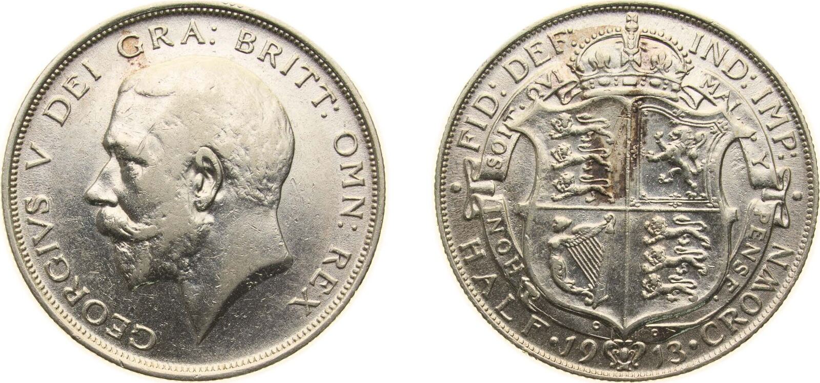 Great Britain United Kingdom 1913 ½ Crown - George V (1st type) Silver ...