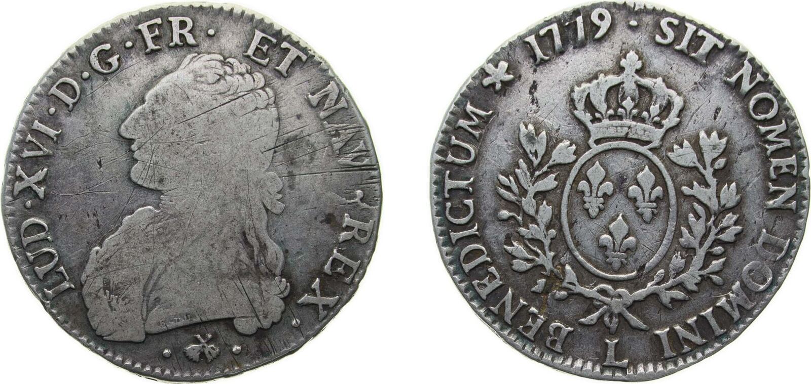 1779 L Bayonne Mint France Kingdom 1779 L 1 Écu - Louis XVI Silver ...