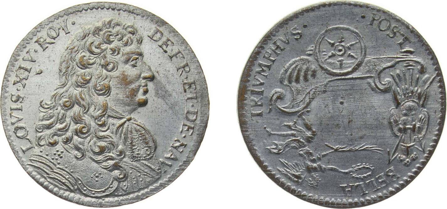 France Kingdom 1680 Jeton - Louis XIV (Victoire et trophée) Copper 4.8g ...