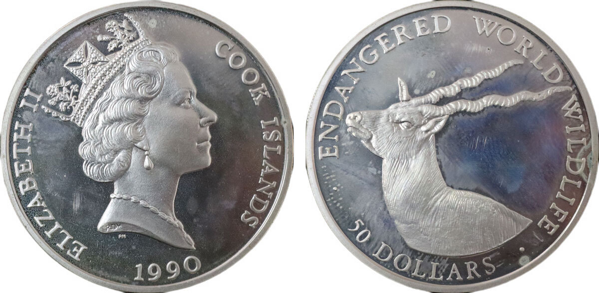 COOK ISLANDS 1990 ELIZABETH II ENDANGERED WORLD WILDLIFE GOAT 50 ...