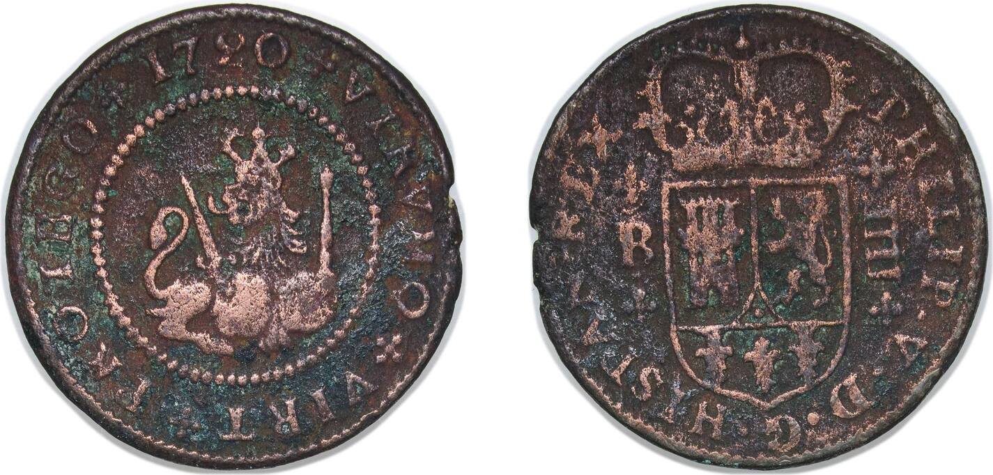 1720 B Casa de la Moneda Spain Kingdom 1720 B 4 Maravedis - Philip V ...