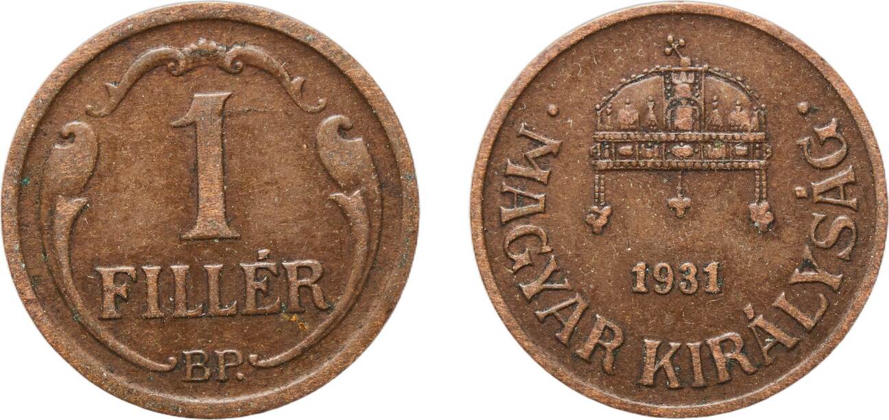 1 Filler 1931 BP Hungarian mint Hungary Kingdom 1931 BP 1 Fillér ...