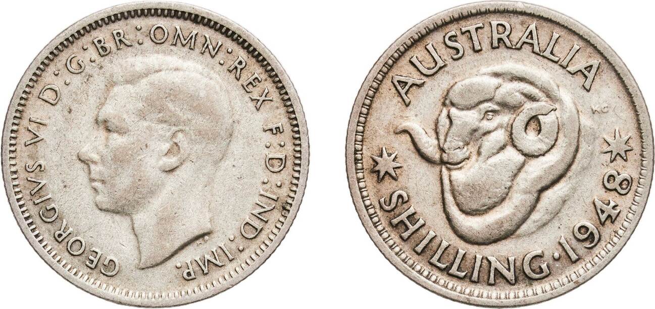 1948 Melbourne Mint Australia Commonwealth 1948 1 Shilling - George VI ...