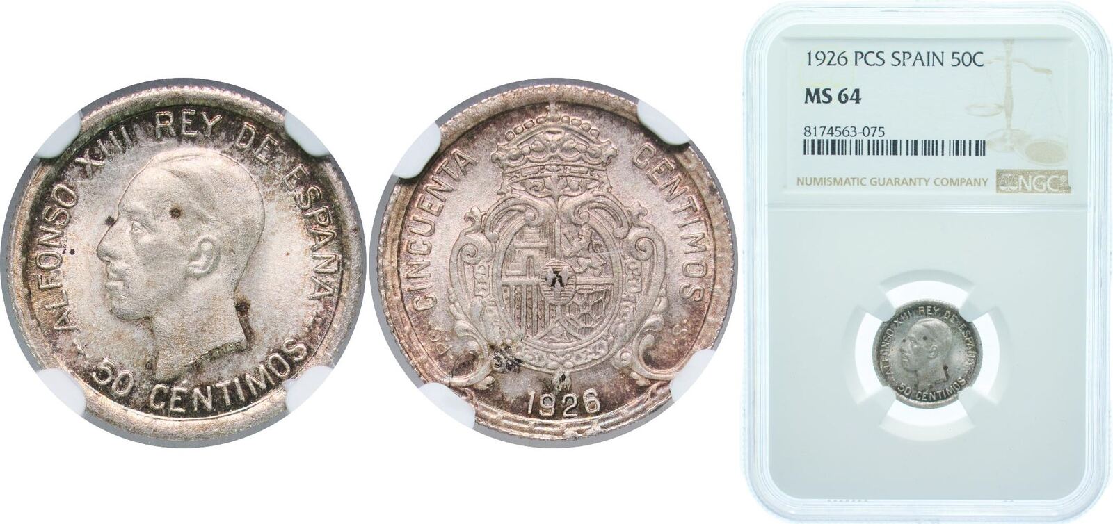 1926 PCS Madrid Mint Spain Kingdom 1926 PCS 50 Centimos - Alfonso XIII ...