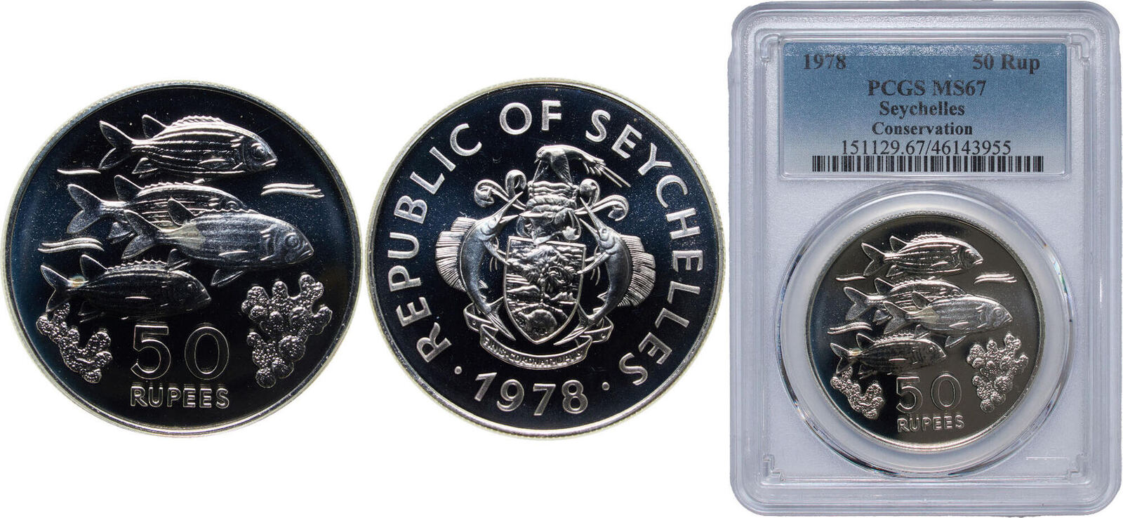 Seychelles 1978 50 Rupees (Conservation) Silver (.925) (4453) 28.28g ...
