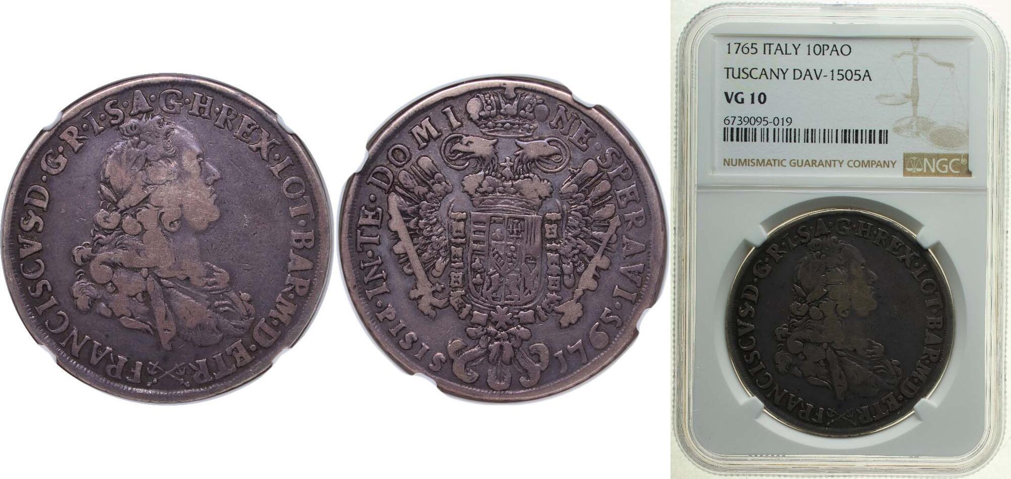 Italy Tuscany Kingdom 1765 1 Francescone - Francesco III Silver (.917 ...