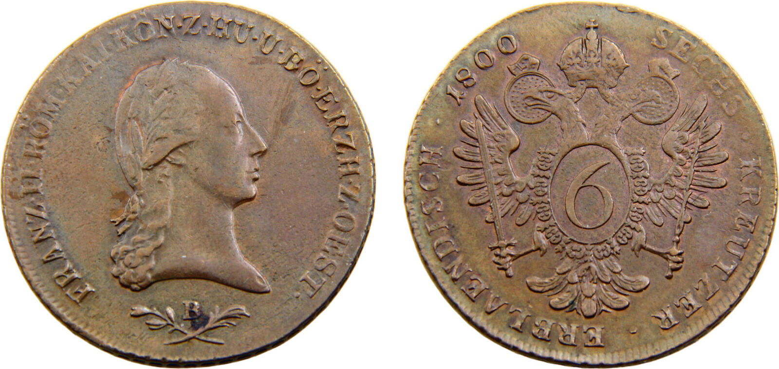 1800 B Kremnica mint Austria Holy Roman Empire Franz II 1800 B 6 Kreuzer unz | MA-Shops