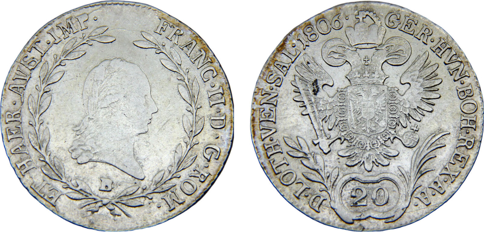 1806 B Kremnica mint Austria Holy Roman Empire Franz II 1806 B 20 Kreuzer XF | MA-Shops