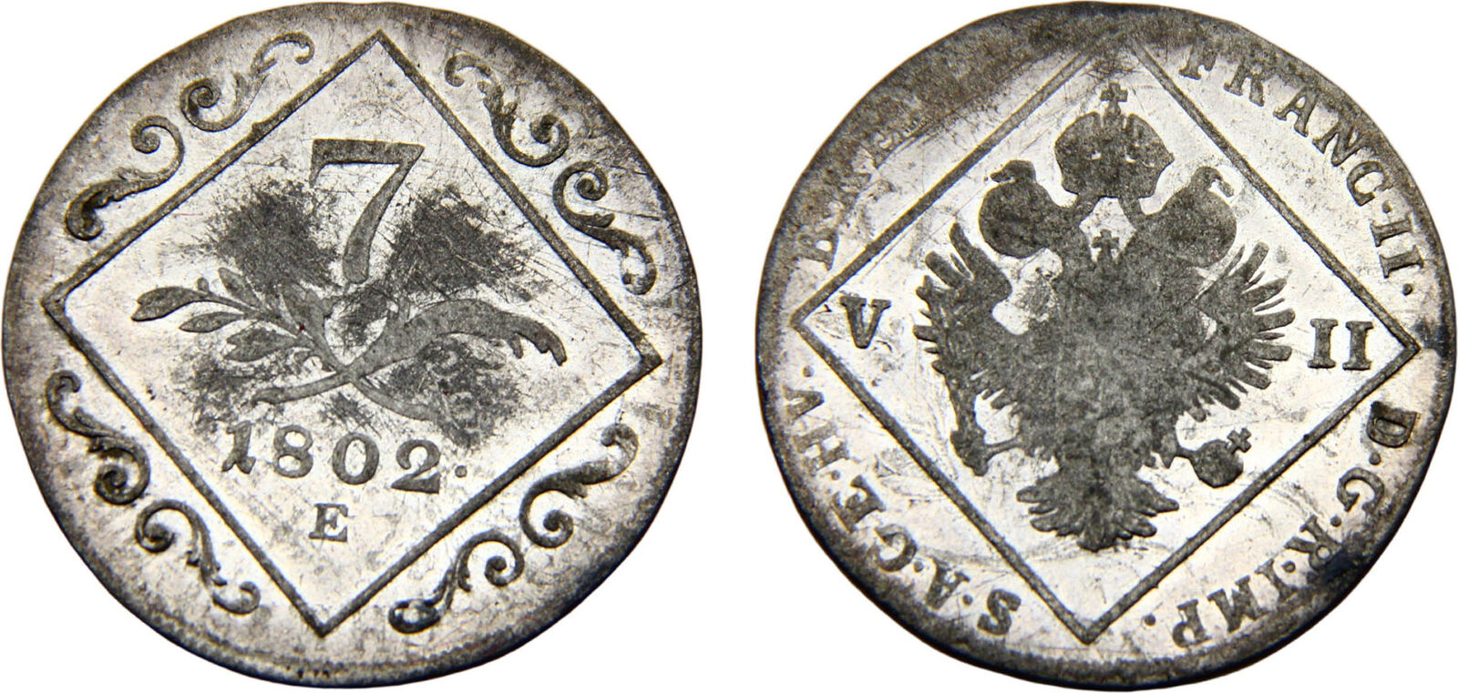 1802 E Karlsburg mint Austria Holy Roman Empire Franz II 1802 E 7 Kreuzer XF | MA-Shops