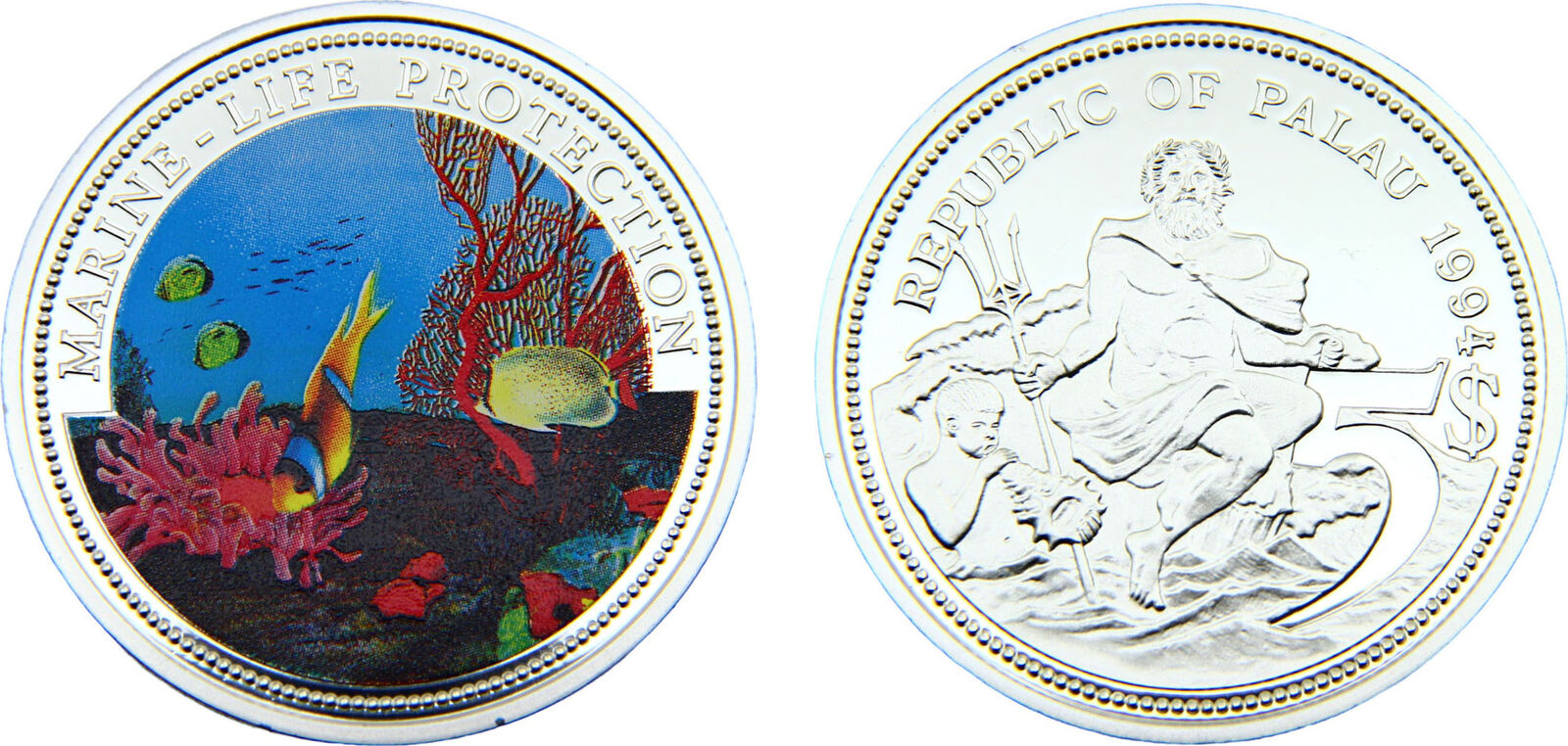 Palau Republic 1994 5 Dollars Ocean Scene, coloured PF | MA-Shops
