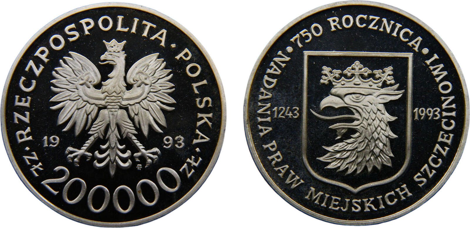 1993 MW Warszawa mint(Min Poland Third Republic 1993 MW 200000 Złotych ...