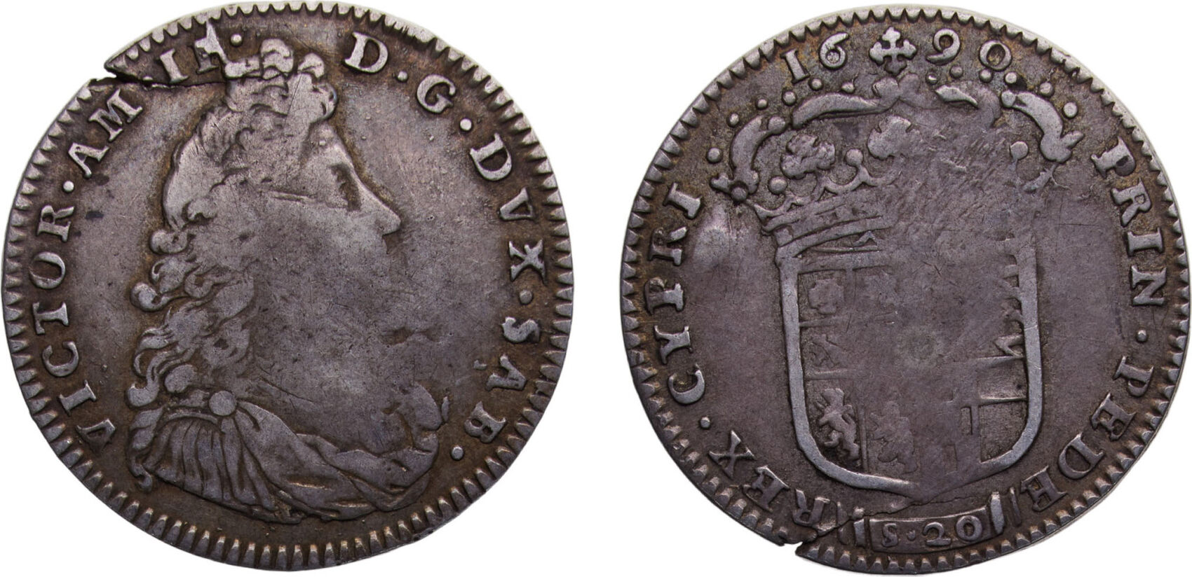 1690 Torino mint Italy States Duchy of Savoy Vittorio Amedeo II 1690 1 ...