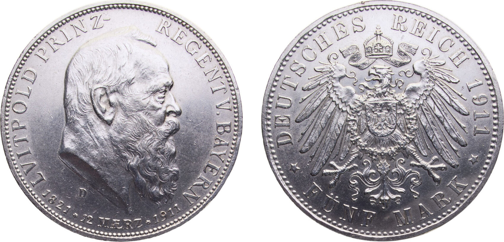 1911 D Munich mint Germany Second Empire Kingdom of Bavaria Otto 1911 D ...