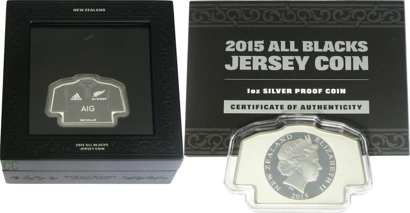 New Zealand Dollar 2015 All Blacks JERSEY Coin PP | MA-Shops