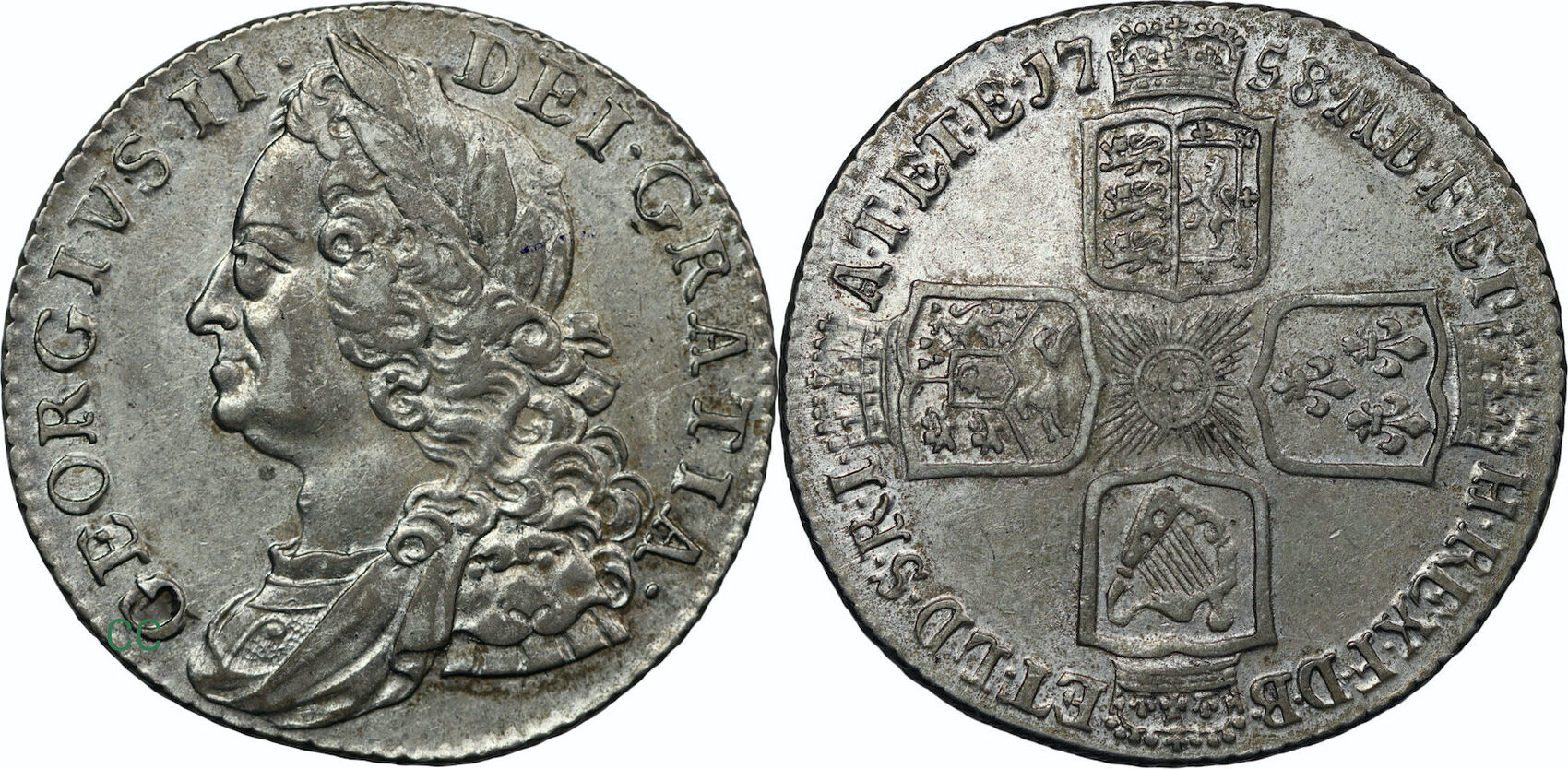 Great Britain Shilling 1758 King George II gVF-VF | MA-Shops