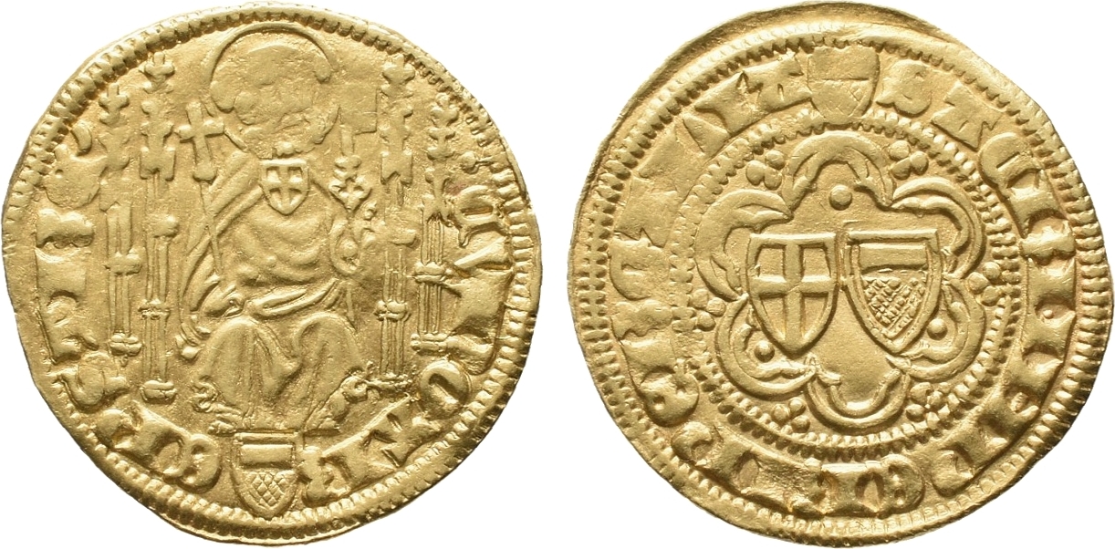 Trier Goldgulden o.J. (1382-1385) Koblenz. Kuno II. von Falkenstein 1362-1388. Sehr schön + | MA ...