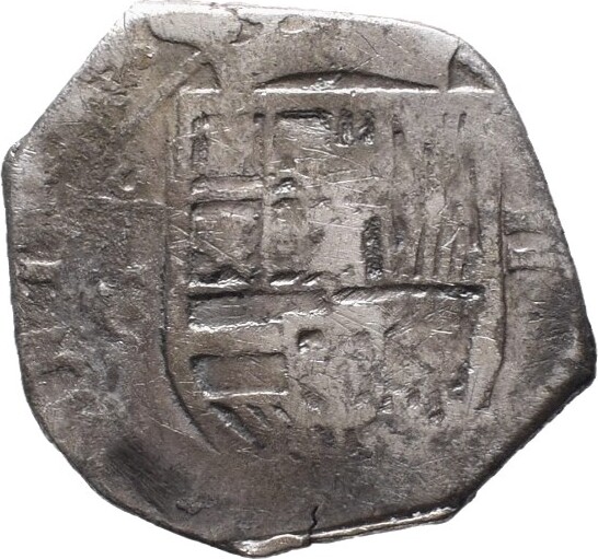 Bolivien Cob 2 Reales OTG, Potosi. Philip III. König von Spanien 1598-1621. Ship Treasure. Sehr ...