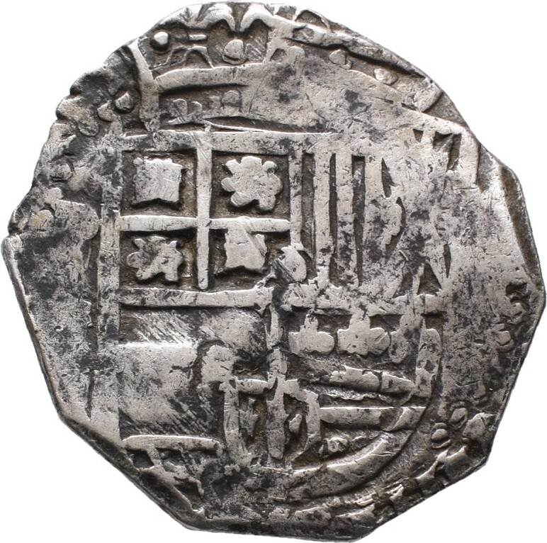 Bolivien Cob 8 Reales PR, Potosi. Philip III. König von Spanien 1598-1621. Ship Treasure. Kl ...