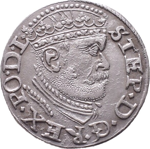 Polen 3-Gröscher 1586, Riga. Stephan Bathory 1576-1586. Attraktives ...