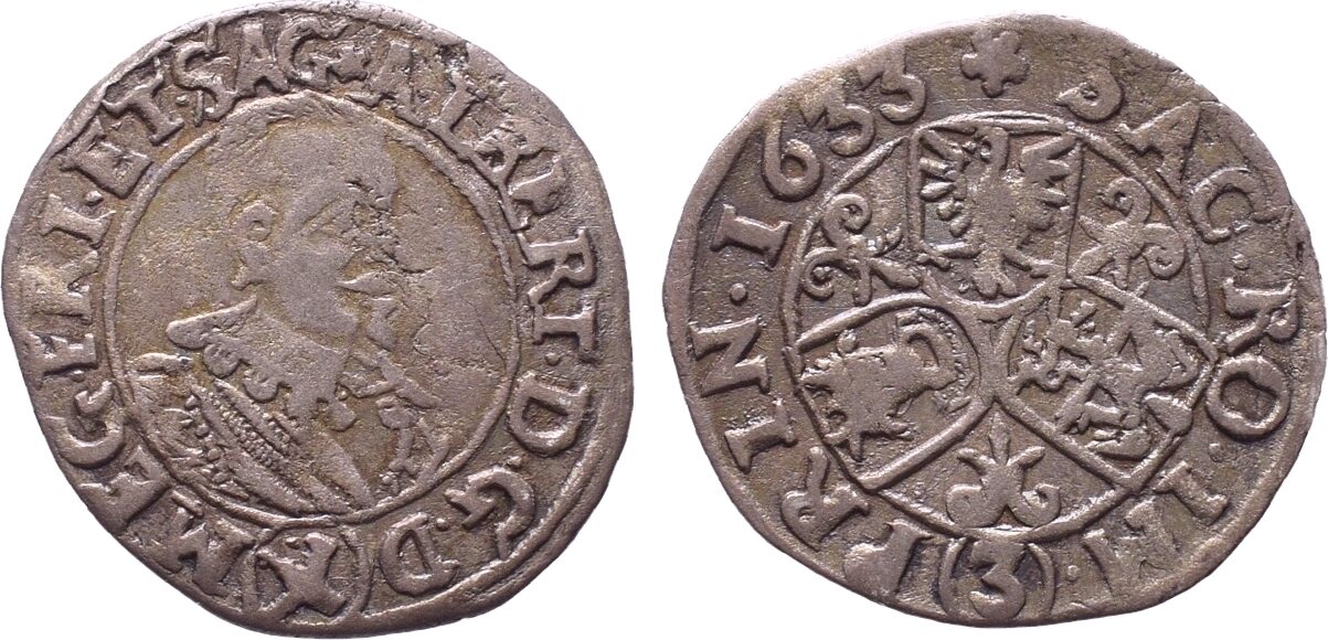 Sagan, 3 Kreuzer (Groschen) 1633, Jitschin. Albrecht Wallenstein 1623 ...