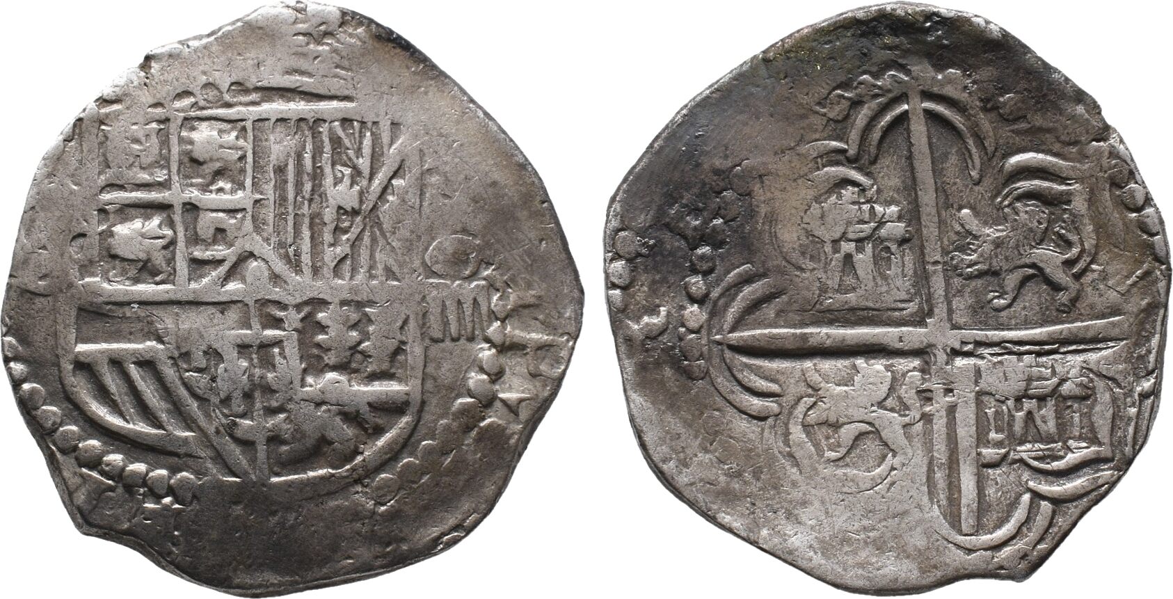 Spanien Cob 4 Reales Segovia. Philip II. 1556-1598. Ship Treasure. Sehr schön | MA-Shops