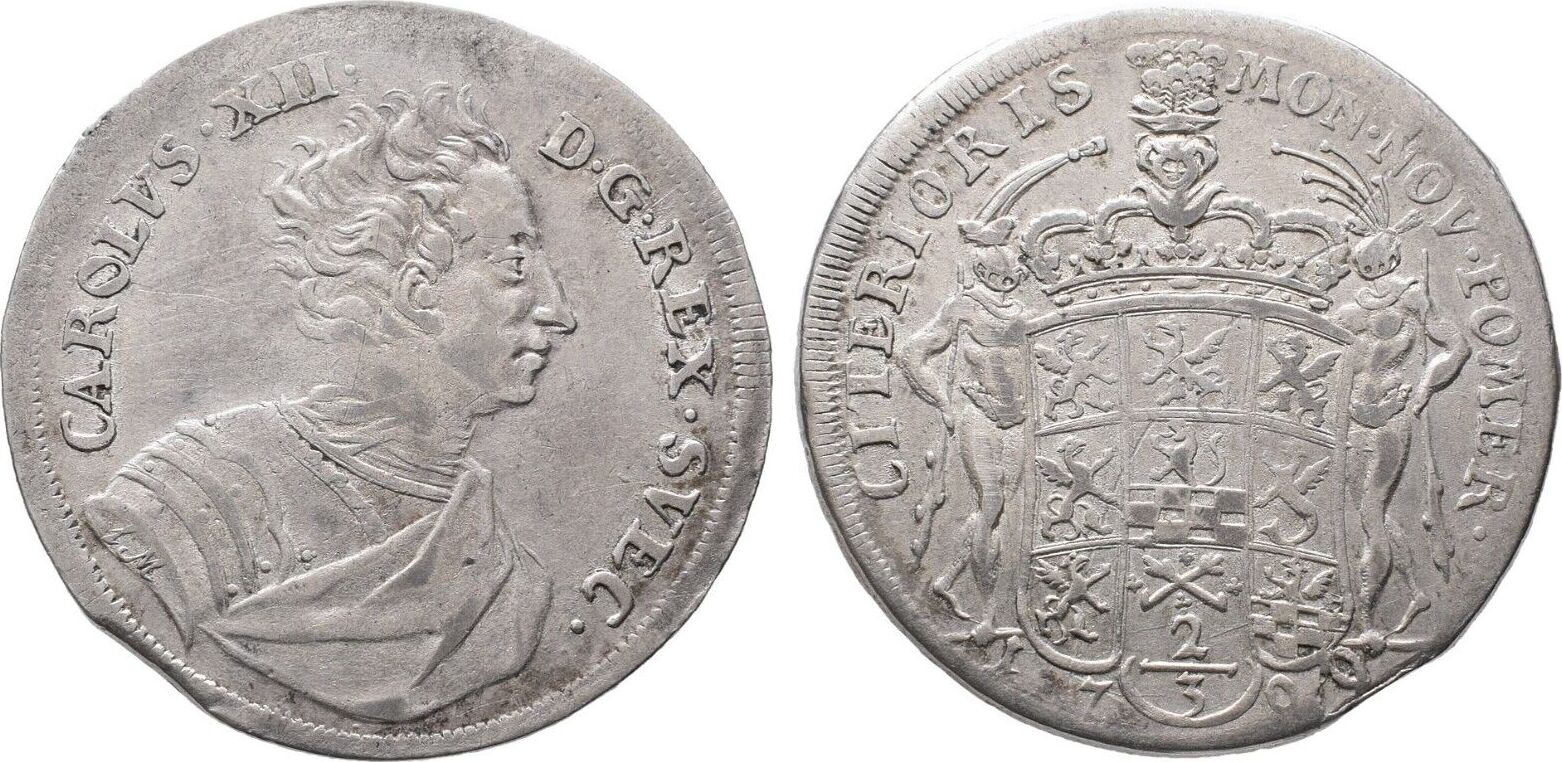 Pommern, unter Schweden 2/3 Taler 1709, Stettin. Karl XII. 1697-1718 ...