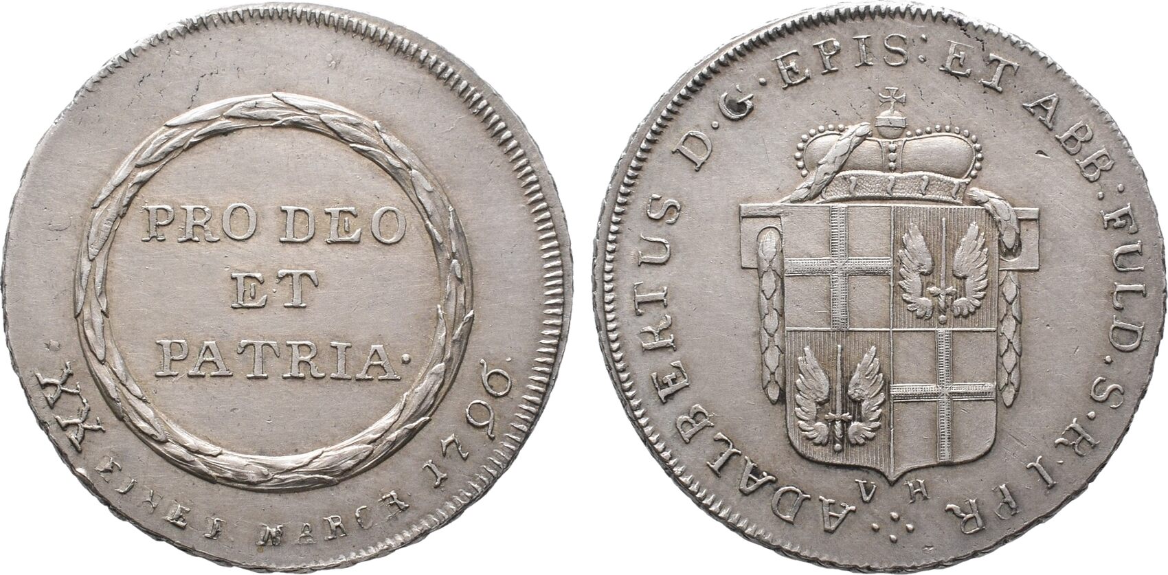 Fulda 1/2 Konv.-Taler 1796, Fulda. Adalbert III. von Harstall 1788-1802 ...