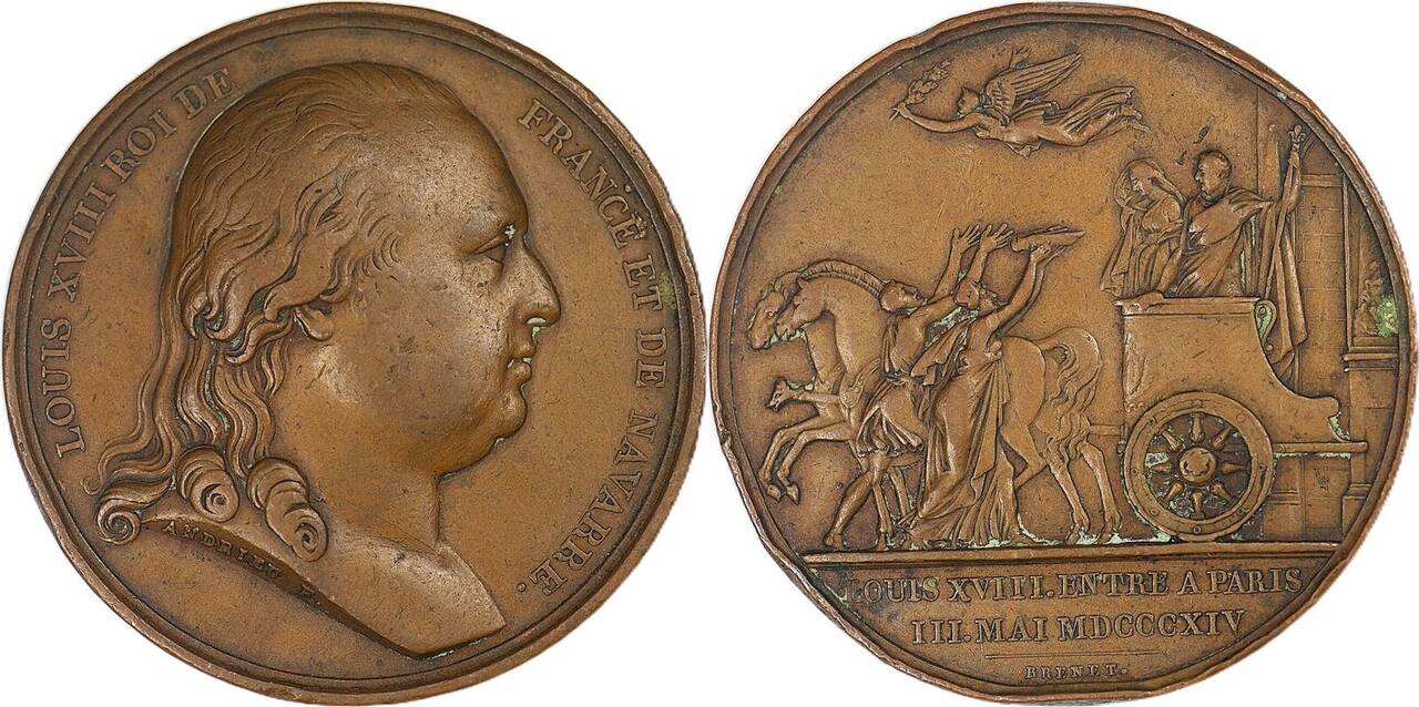 France Historical medal 1814 König Ludwig XVIII - Einzug in Paris ...