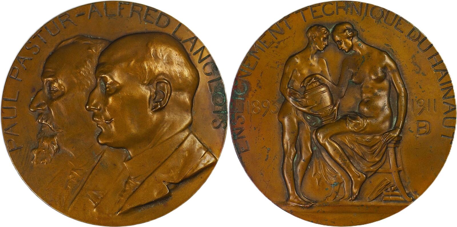 Belgium Historical medal 1911 Paul Pastur & Alfred Langlois –Gedenken ...