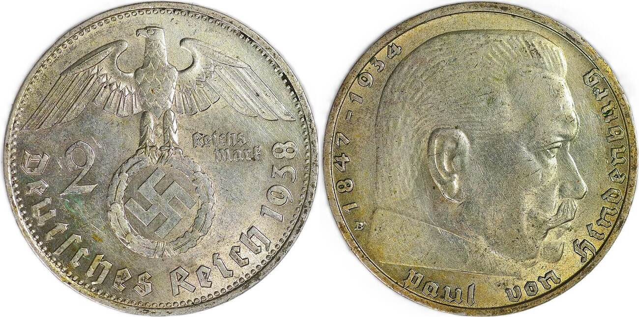 Germany 2 Reichsmark 1938 Swastika-Hindenburg Issue VF | MA-Shops