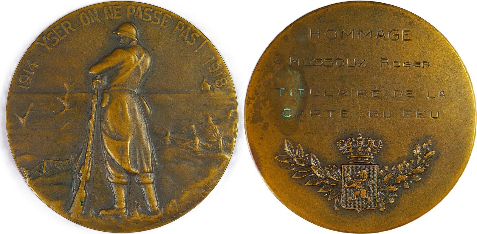 Belgium Historical medal 1918 Ehrung eines belgischen Veteranen ...