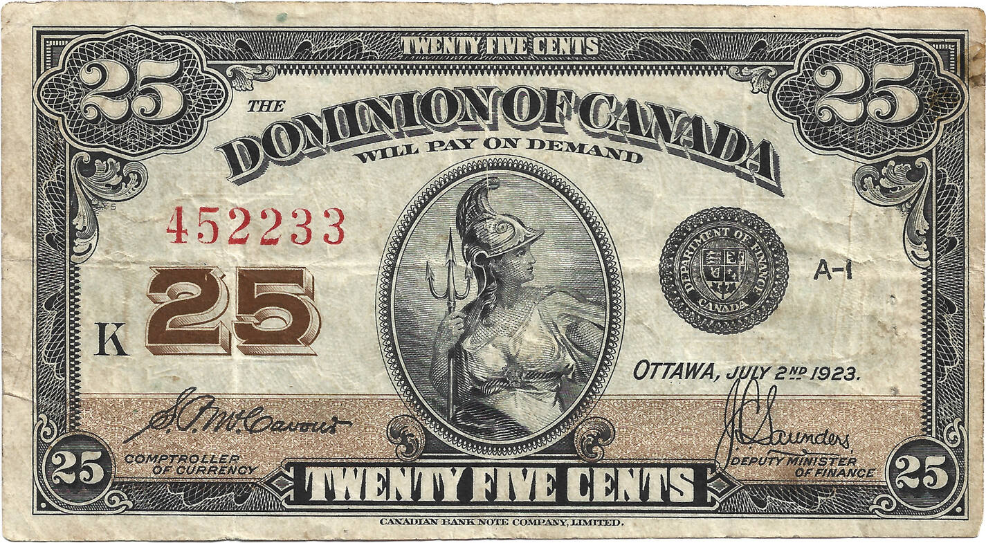 Dominion of Canada 25 cents 1923 Canadian Bank Note Company VF | MA-Shops
