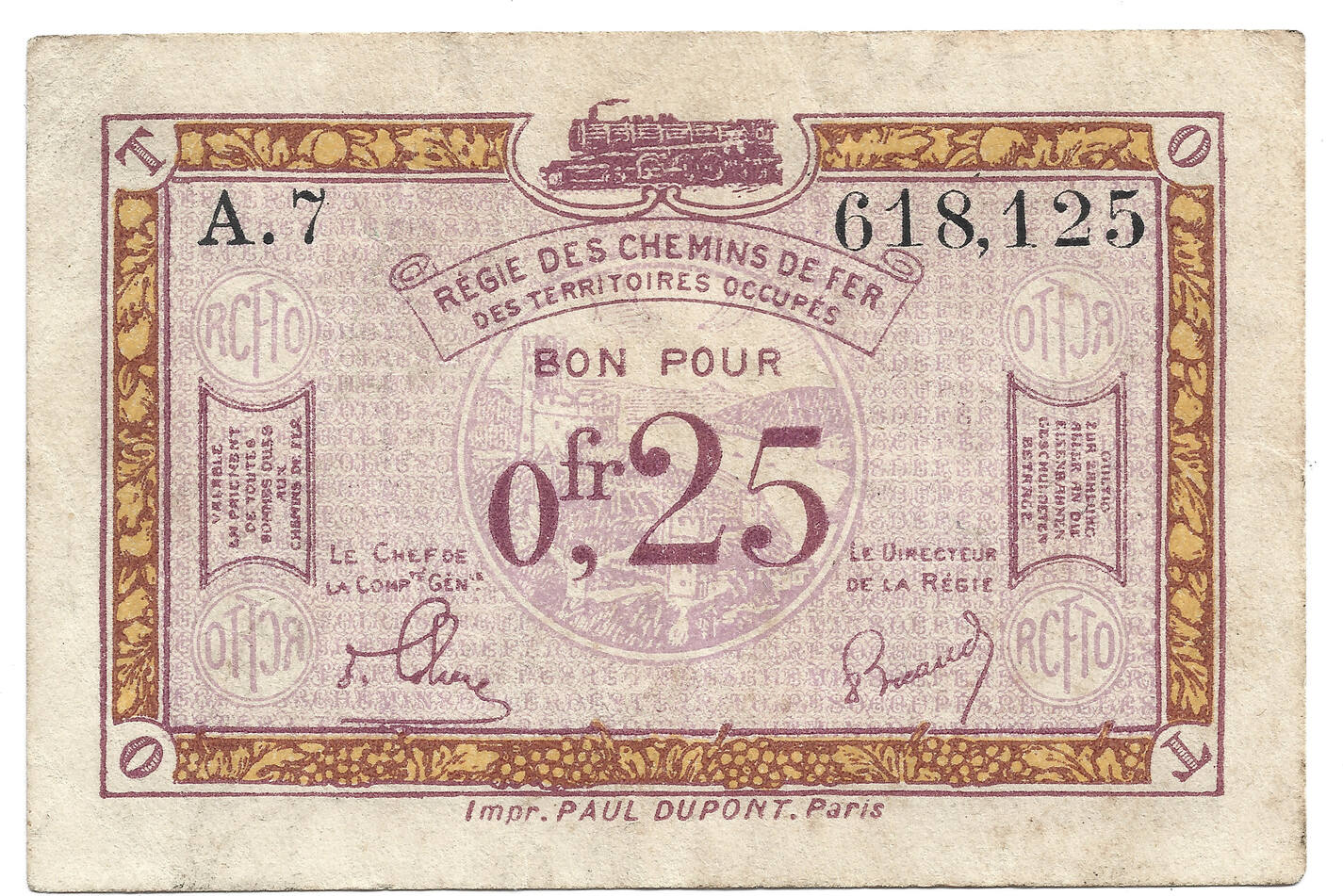 France 0,25 Francs 1923 Occupied German Territories VF | MA-Shops