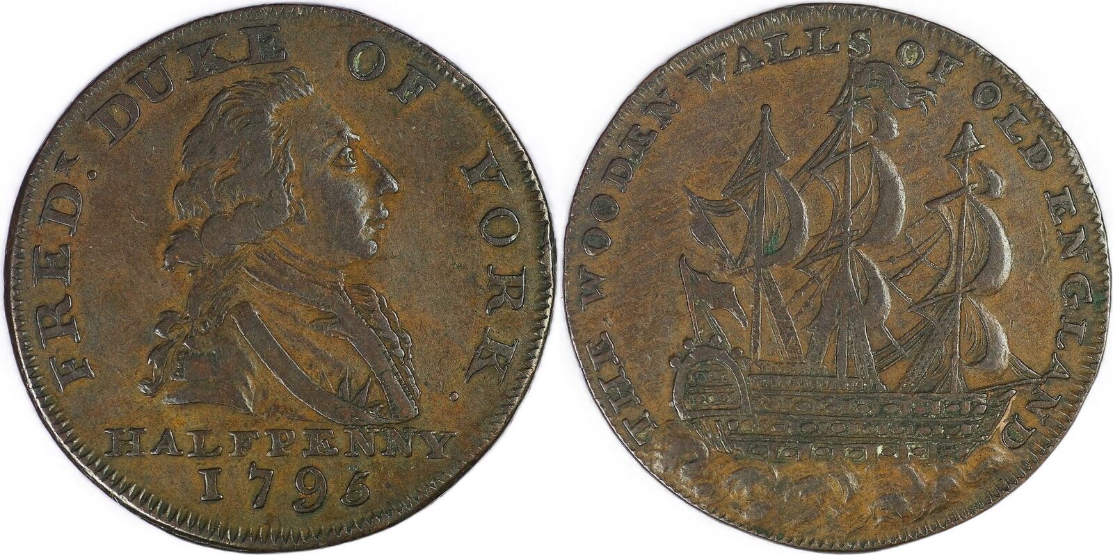 England / Middlesex 1/2 Penny token 1795 Prince Frederick, Duke of York ...