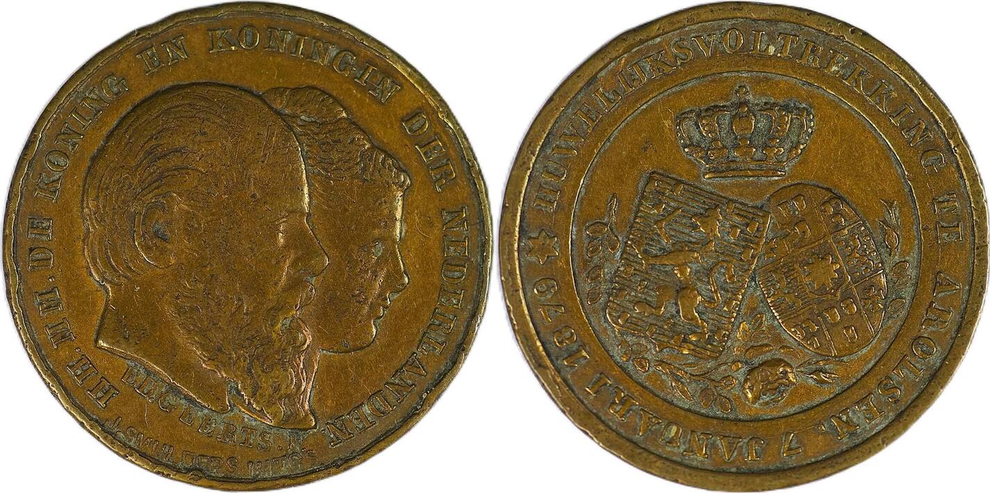 Netherlands Historical medal 1879 Heirat von König Willem III. mit Emma ...