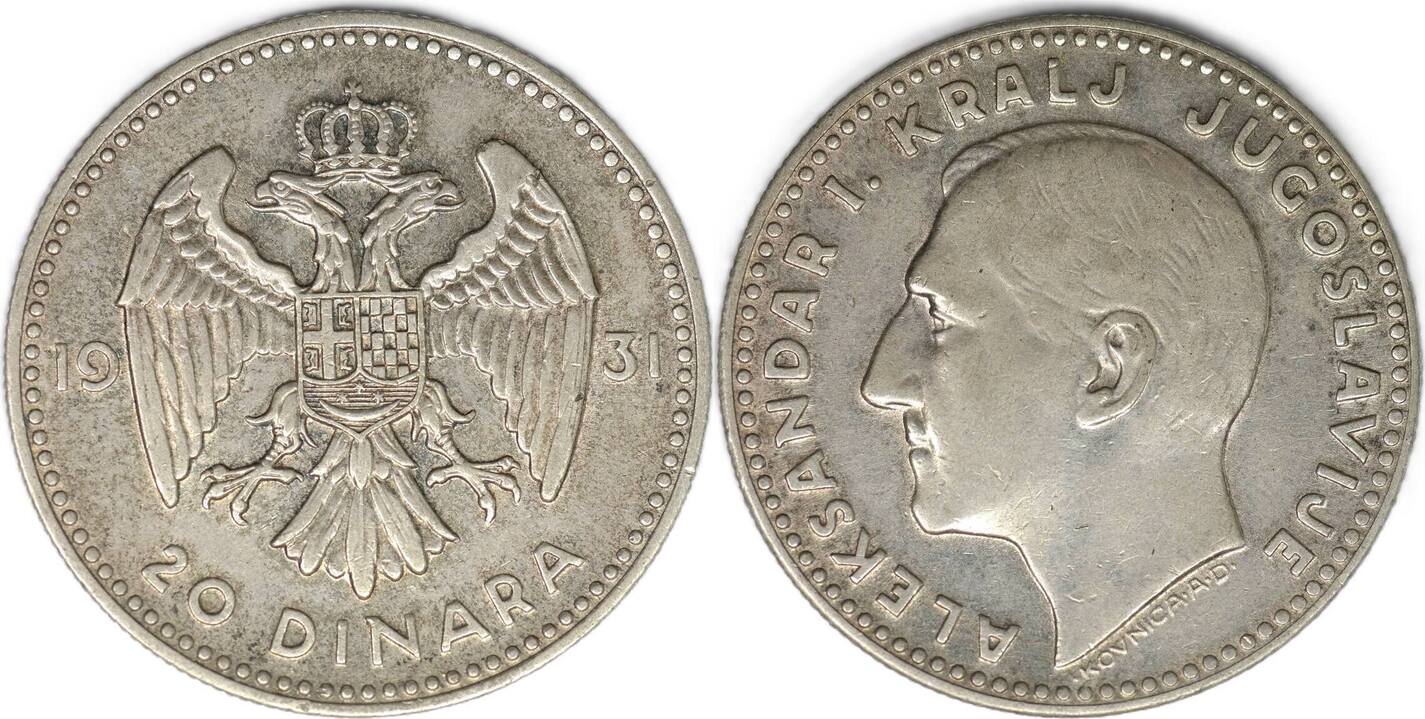 Yugoslavia 20 Dinara 1931 König Alexander I EF+ | MA-Shops