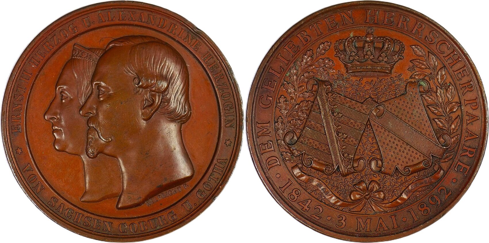 Germany / Saxe-Coburg-Gotha Historical medal 1892 50. Hochzeitstag von Herzog Ernst II ...