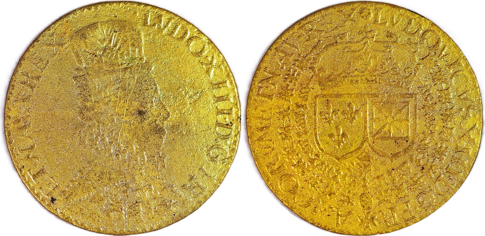 France / Nuremberg Jeton Louis XIII with the Coats of arms, Gilded VF ...