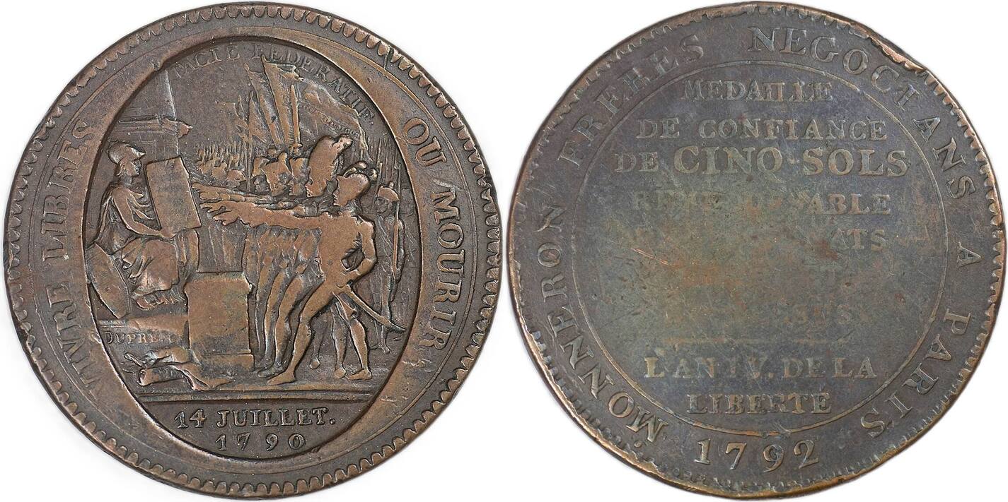 France Medallic 5 Sols 1792 Constitution Period - Soho (Birmingham ...