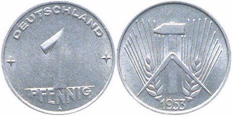 DDR 1 Pfennig 1953 A Aluminium | MA-Shops